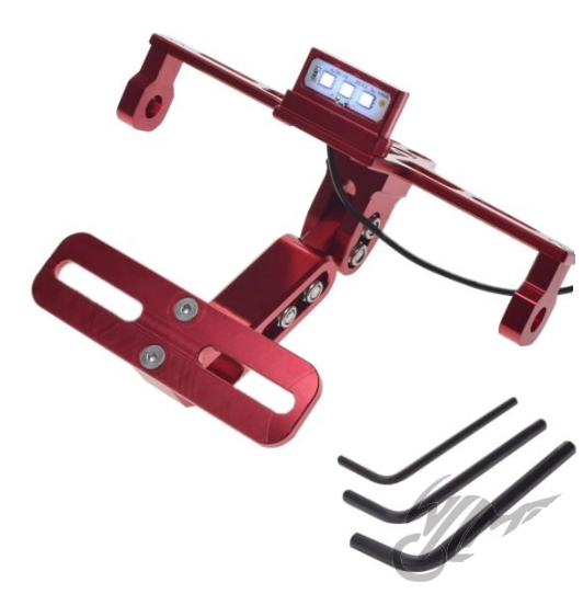Suport Numar Universal Moto cu Lampa Led Rosu - Piese Scutere & ATV